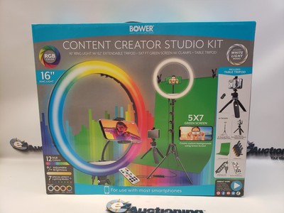 Bower Content Creator Studio Kit 16" Ring Light, Tripod, 5x7 Green ...