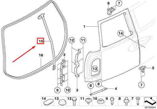 OEM MINI CLUBMAN R55 REAR TRUNK LEFT SPLIT DOOR SEAL N/S 7167241 NEW ...