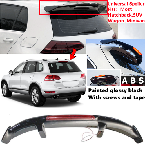 Universal Gloss Black Rear Roof Spoiler Wing w/Light For VW Touareg ...