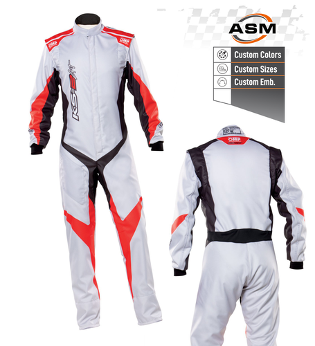 Omp White Suit With Red Contrast Go Kart Racing Suits Custom Digital ...