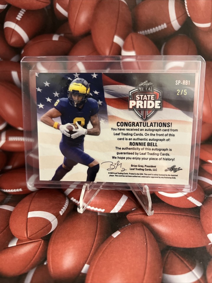 Ronnie Bell 2023 Leaf Metal State Pride Pigskin Crystal Autograph 2/5 ...