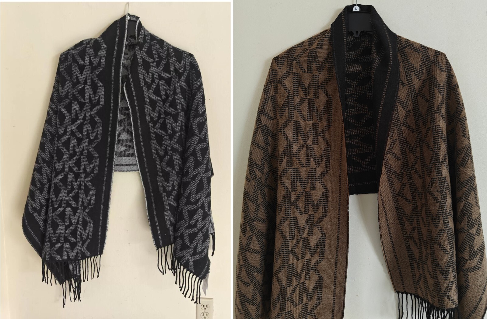 NWT Michael Kors Signature MK Logo Jacquard Cape Wrap/Scarf 2 Color ...
