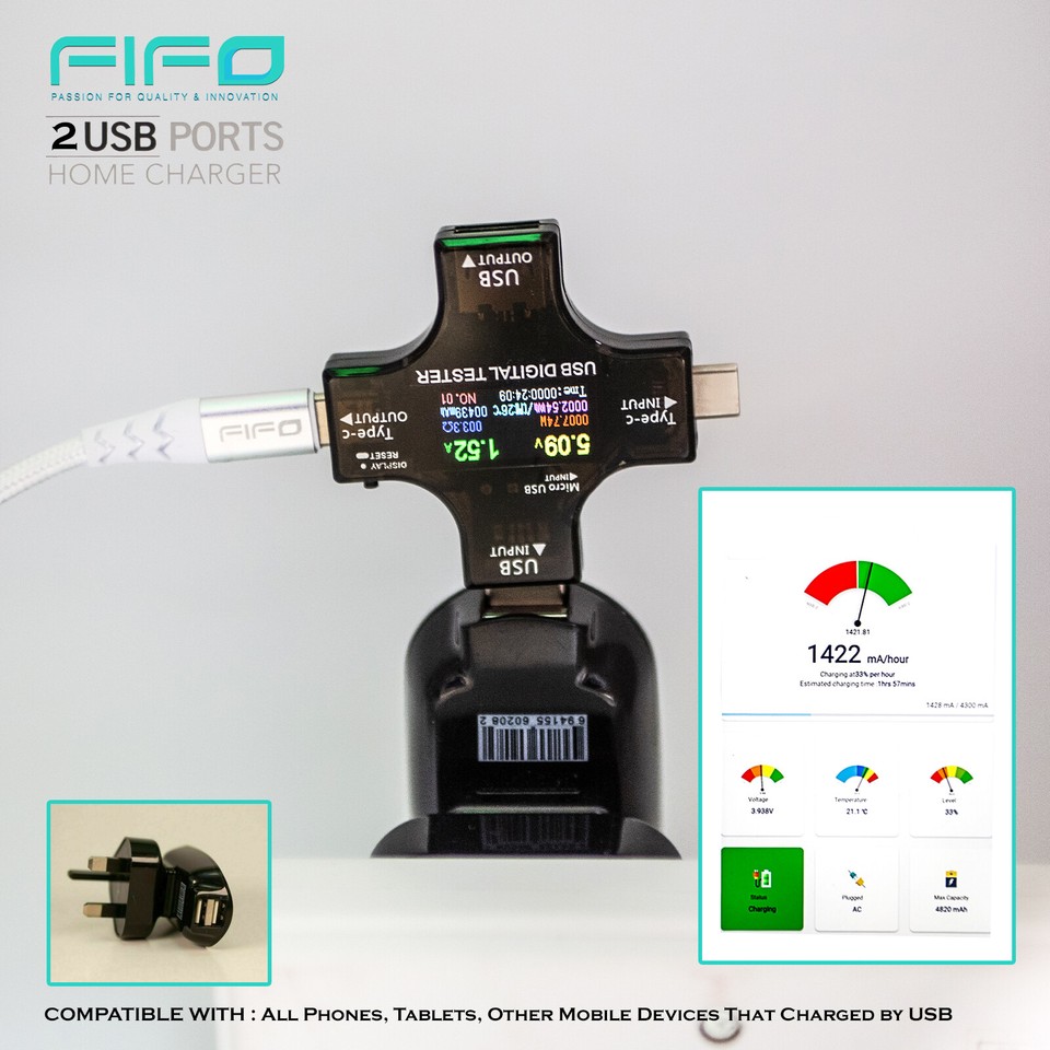 Home Charger Mains USB 3 Pin UK Wall Plug Adapter Charging for Phones ...