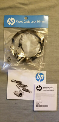 New HP Keyed Cable Lock 10mm Security Lock T1A62AA black factory sealed ...