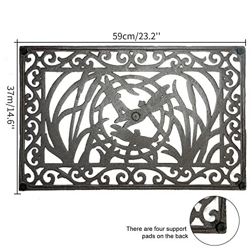 Sungmor Doormat Cast Iron Vintage Non-Slip Outside Rectangle Hollow ...