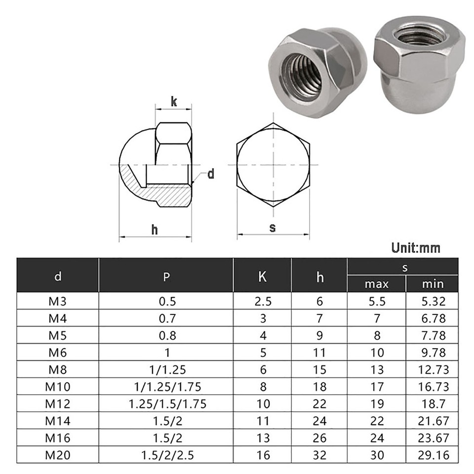 Feingewinde Sechskantmutter / Selbstsichernde Muttern / Hutmutter ...
