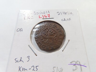 L167 German State Bocholt 1762 21 Heller Choice VF | eBay