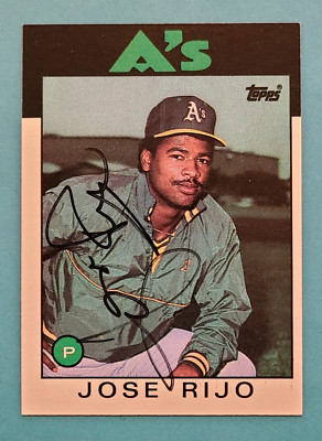 JOSÉ RIJO (WS) Signed 1986 Topps #536 Oakland A's Athletics Autograph ...