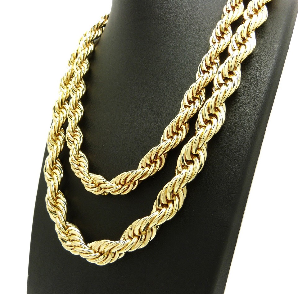 NEW 10mm/24" & 12mm/30" ROPE CHAIN HIP HOP NECKLACE SET - RC2819G | eBay