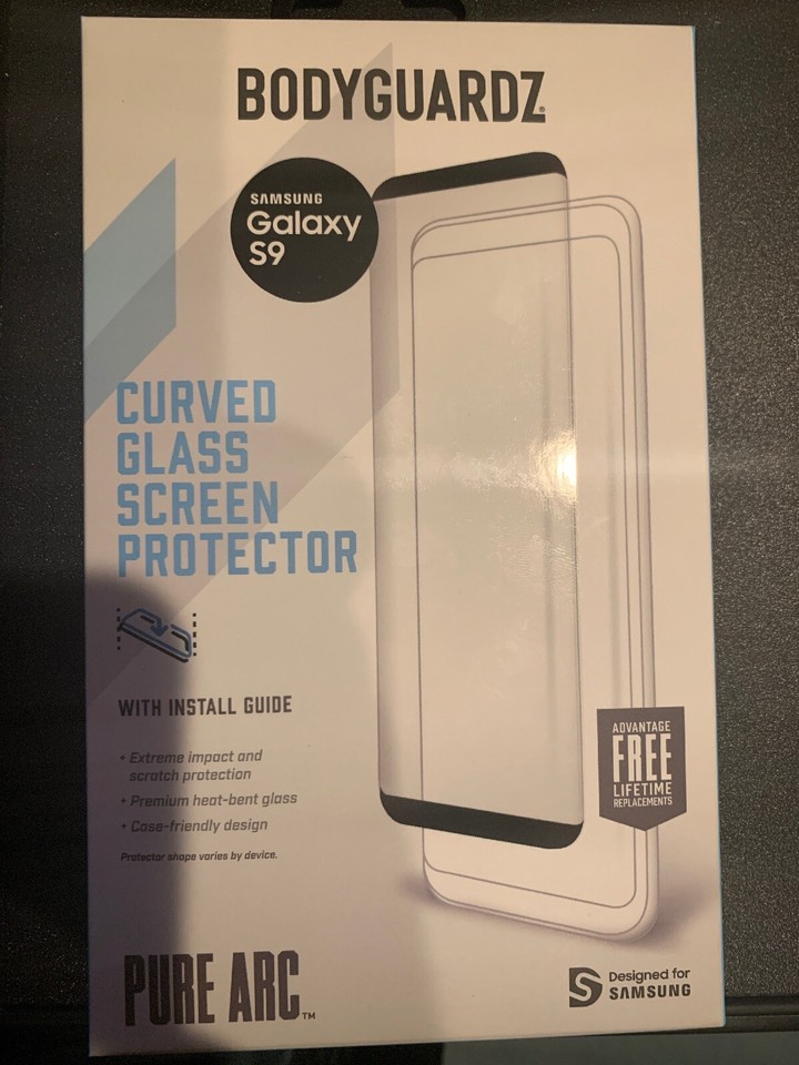 Bodyguardz Curved Glass Screen Protector Pure ARC Samsung Galaxy S9 ...