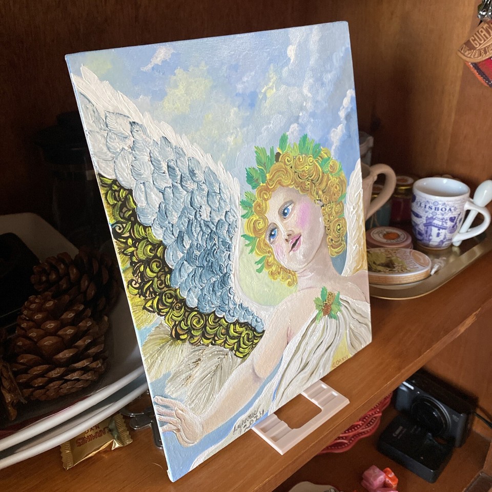 Oleo Sobre Lienzo, Querubín Del Siglo 21 De Mabelyn J Recinos | eBay