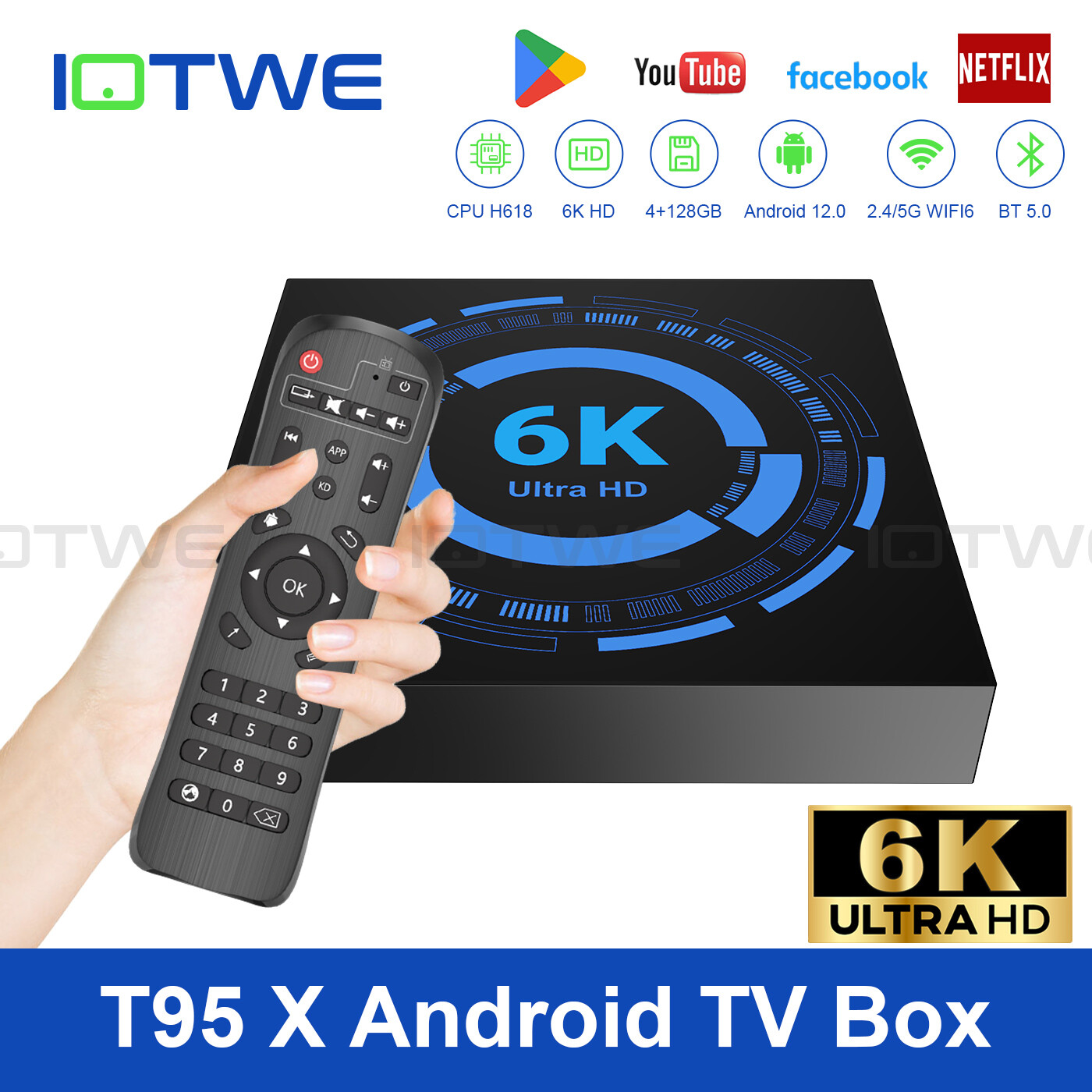 IOTWE Smart TV Box 4K 4+128GB Android 12 | Grelly UK