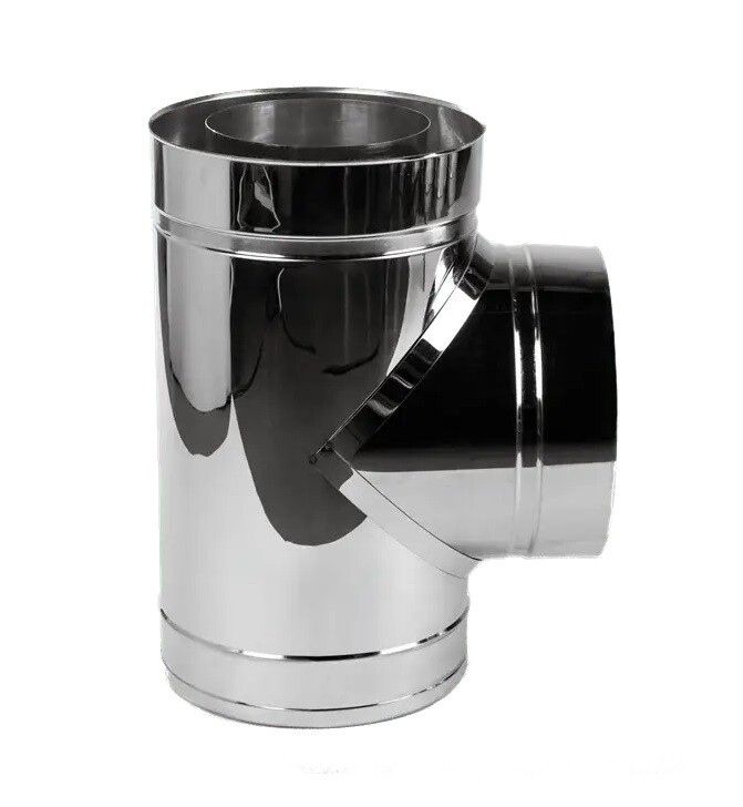 Twin Wall Tee Piece 90 Degree Chimney Insulated Pipe T Splitter Stove ...