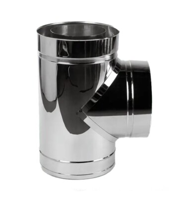 Twin Wall Tee Piece 90 Degree Chimney Insulated Pipe T Splitter Stove ...