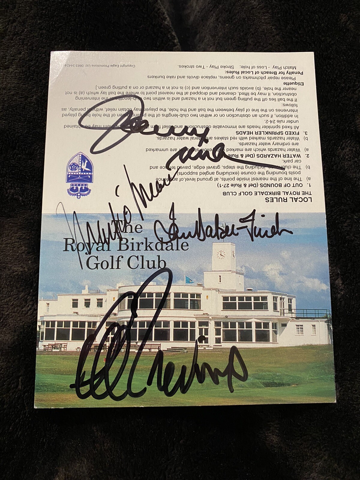 Royal Birkdale Golf Scorecard Signed By 4 Past British Open Champs Lee ...