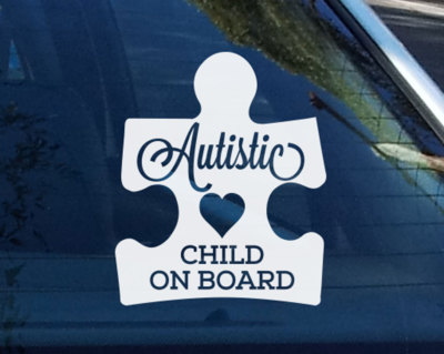 Autistic Child Children on Board Puzzle Autism Awareness Sign Car Decal ...