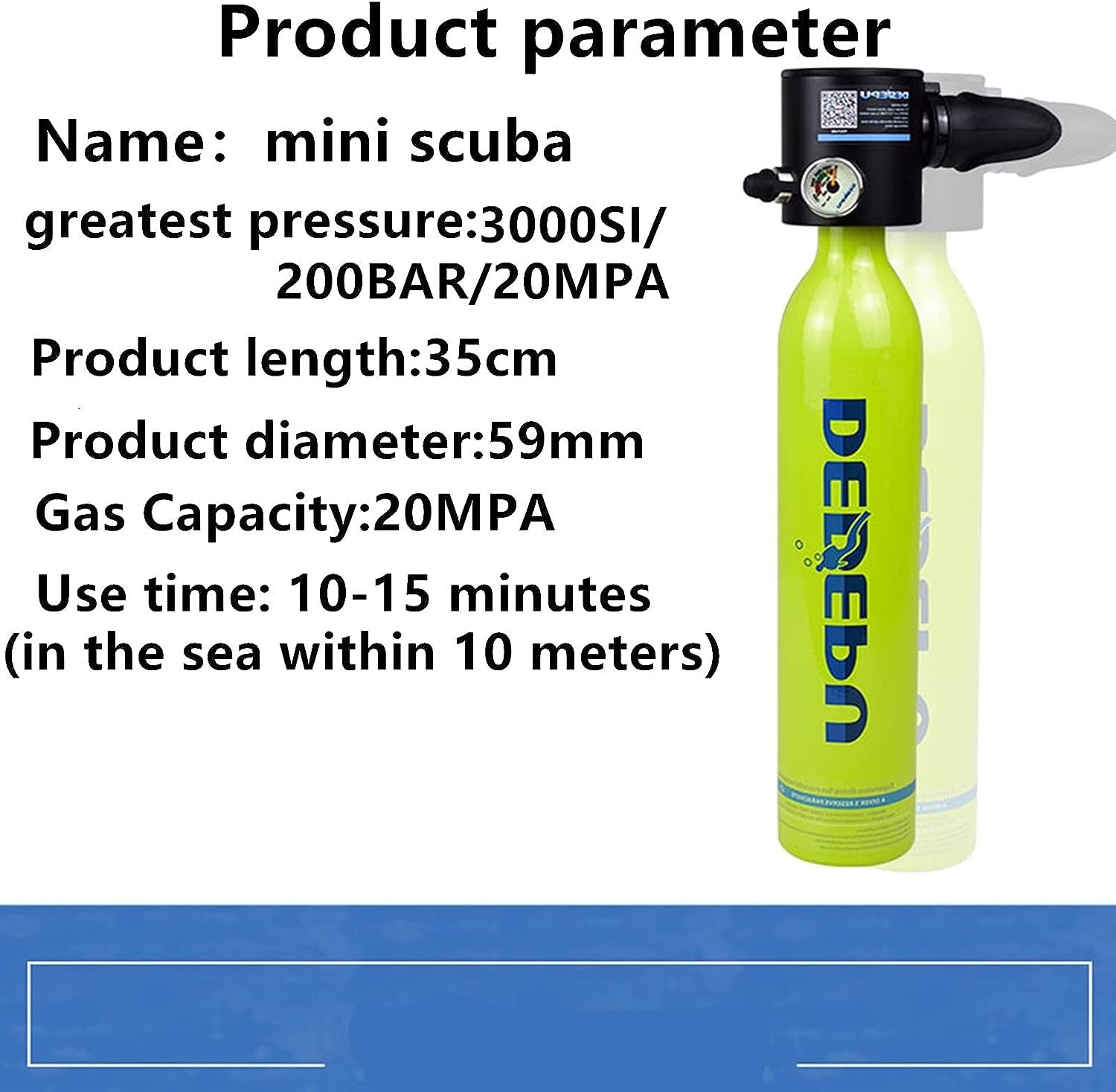 DEDEPU Scuba Diving 1L Oxygen Tank Set Mini Diving Cylinder with ...