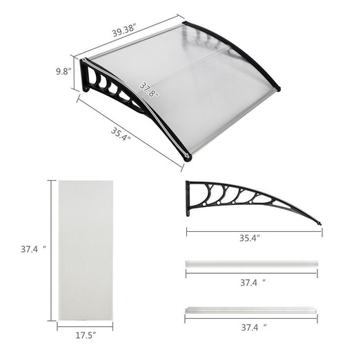 40"x40" Door Window Outdoor Awning PC Hollow Sheet Sun Shade Cover ...