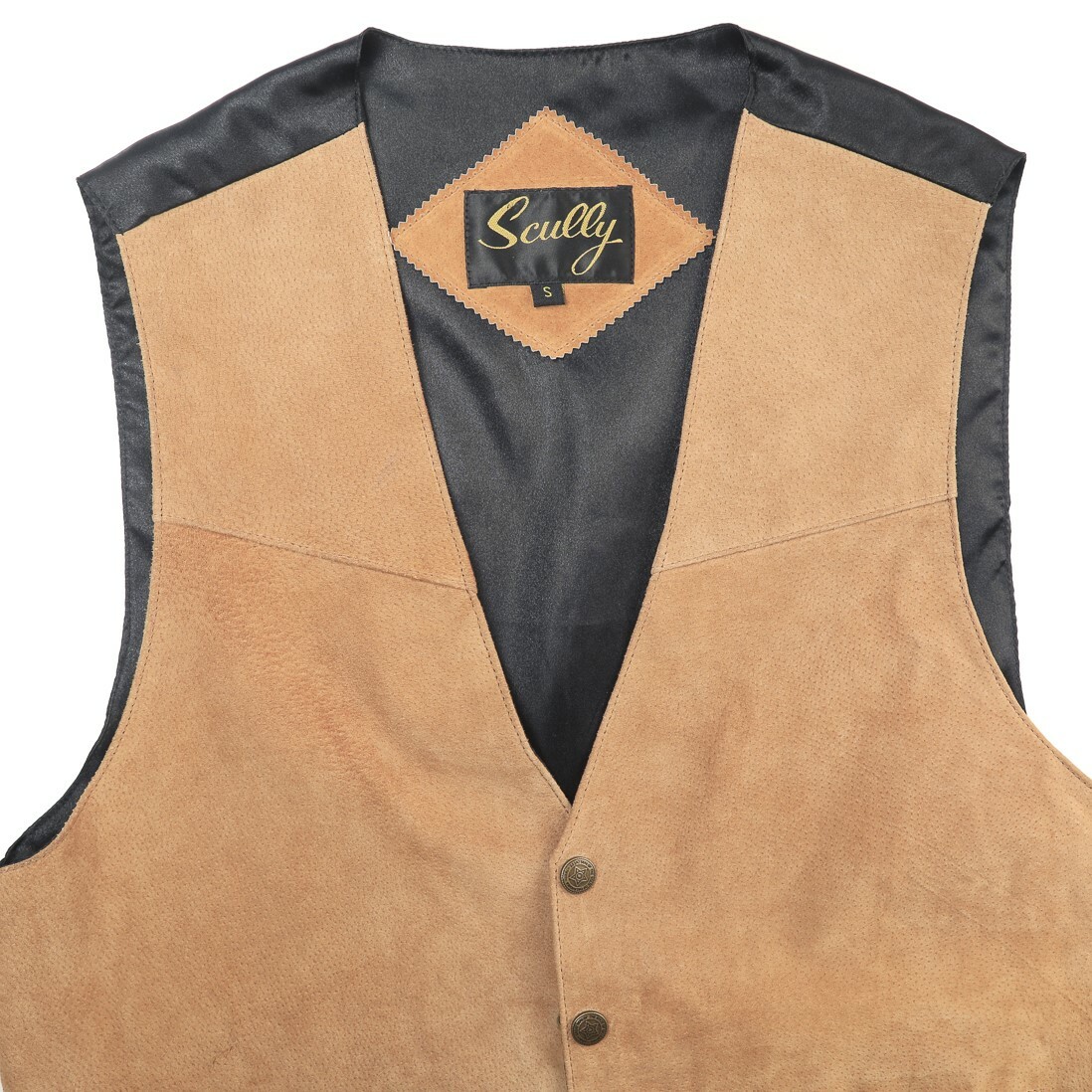 Scully Brown Suede Leather Western Rodeo Vest Mens Small Black Back ...