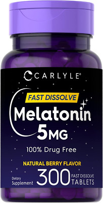 Melatonin 5 Mg Fast Dissolve 300 Tablets Berry Flavor Vegetarian, Non ...