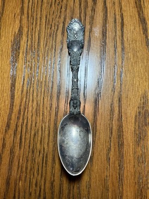 Sterling Silver Souvenir Spoon Abe Lincoln Native American Chief .925 ...