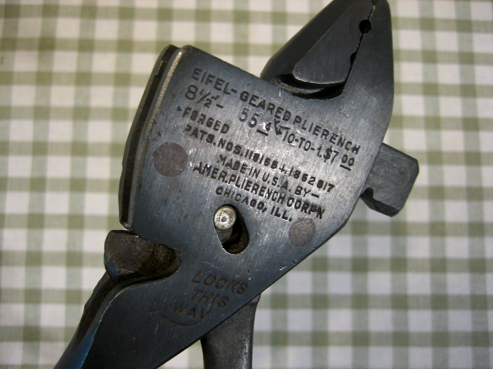 8 ½” Eifel Geared Plierench 10-1 w/6 Jaws Original Pouch American ...