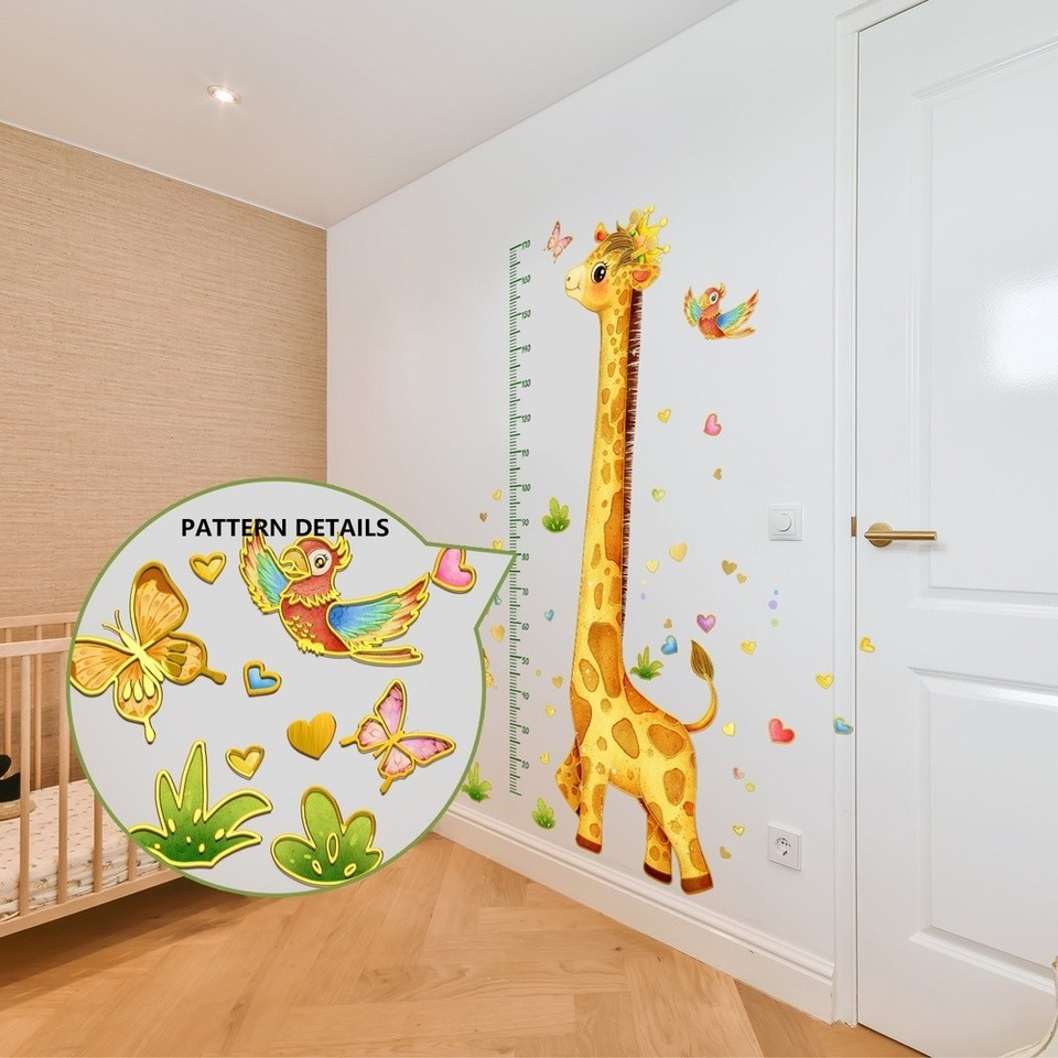 Giraffe Height Chart Self-adhesive Backing Easy To Apply Easy To Clean ...