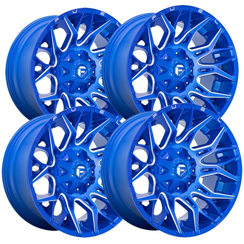 (Set of 4) Fuel D770 Twitch 22x12 8x6.5" -44mm Blue/Milled Wheels Rims ...