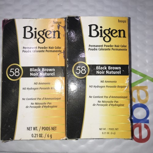 2 Kit Lot BIGEN Permanent Powder Hair Color 58 BLACK BROWN nib | eBay