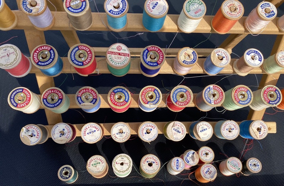 68 Coats And Clark’s Wood Vintage Thread Spools Belding And Display ...