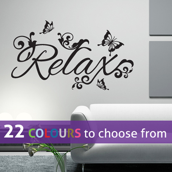 RELAX floral BUTTERFLIES wall sticker decal beauty salon spa bedroom ...