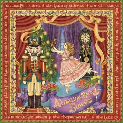 Set of TWO 5x5 Vintage Nutcracker Collage Victorian Christmas Fabric ...