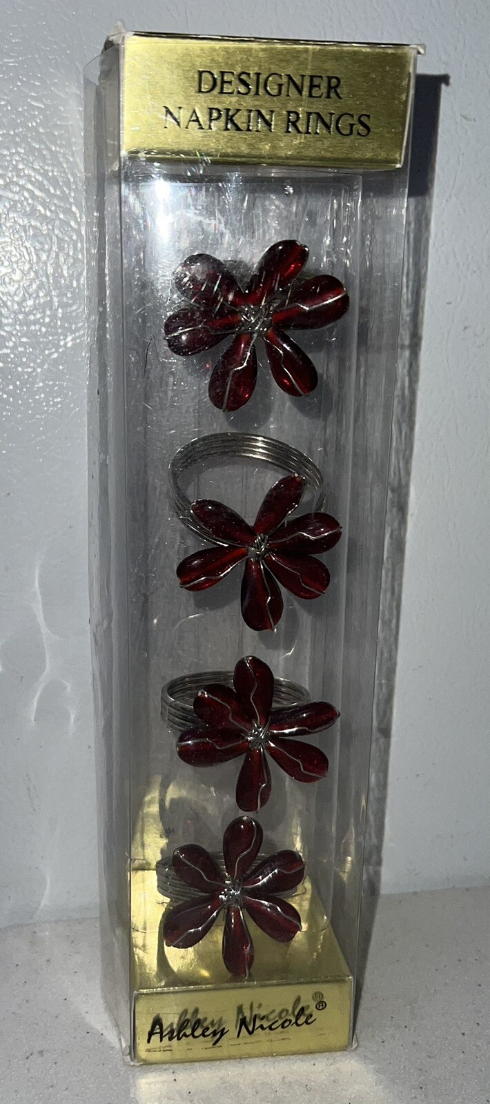 Ashley Nichole Designer Flower Napkin Rings Set of 4 NEW | eBay