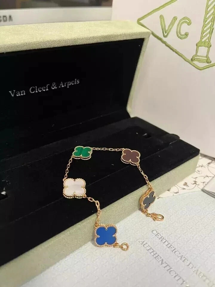 VCA Vintage Alhambra Clover 5 Motifs Mix Color 18k Gold Bracelet | eBay