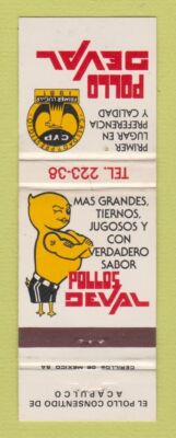 Matchbook Cover - Pollo Deval Chicken Acapulco Mexico WEAR | eBay