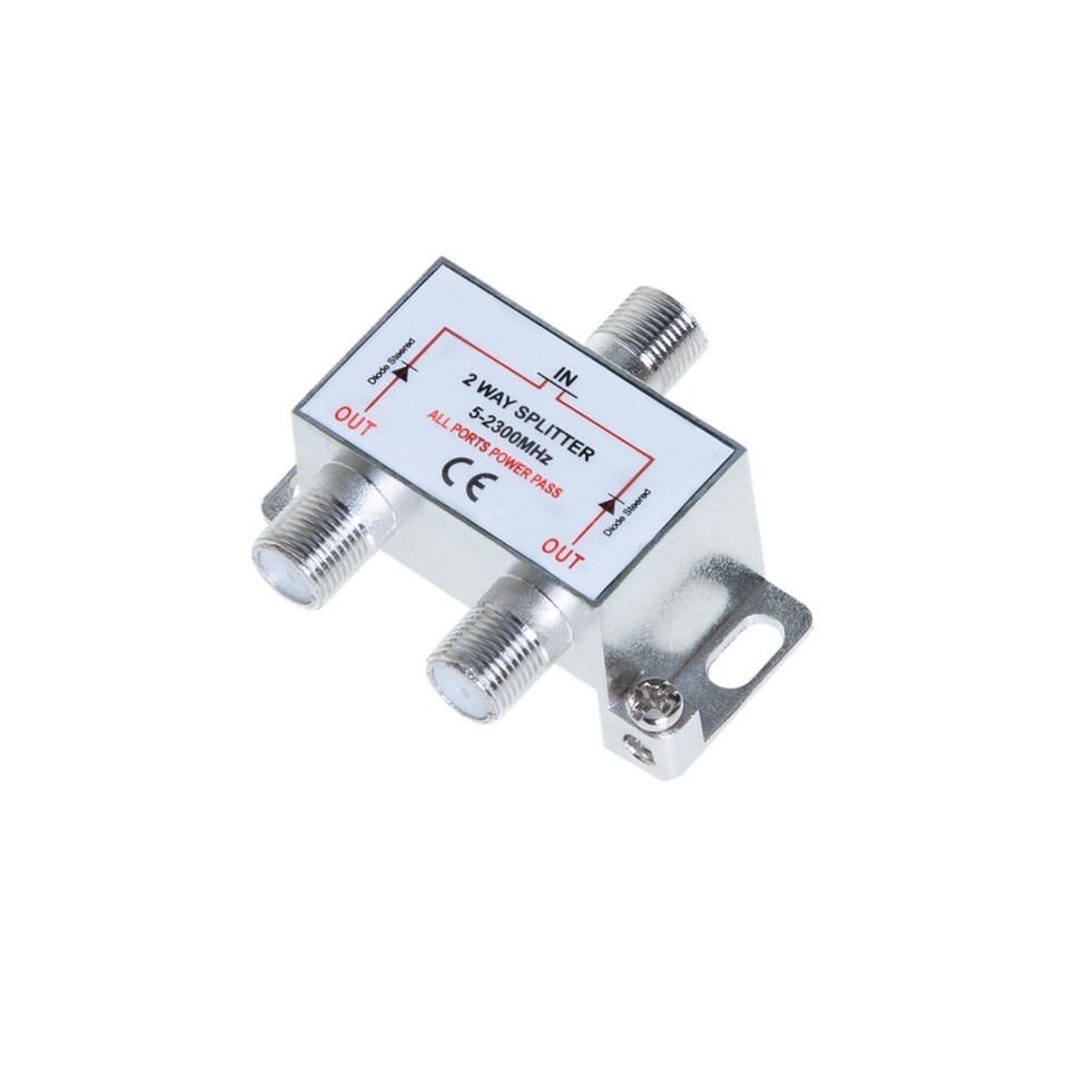 2-Way TV Coaxial Cable Splitter 5-2300MHz For RG6 RG59 TV Antenna Coax ...
