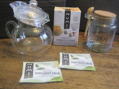 NEW-Numi FLOWERING TEA SET Glass Teapot 6 Asst Blooms/2 PKS GREEN TEA ...
