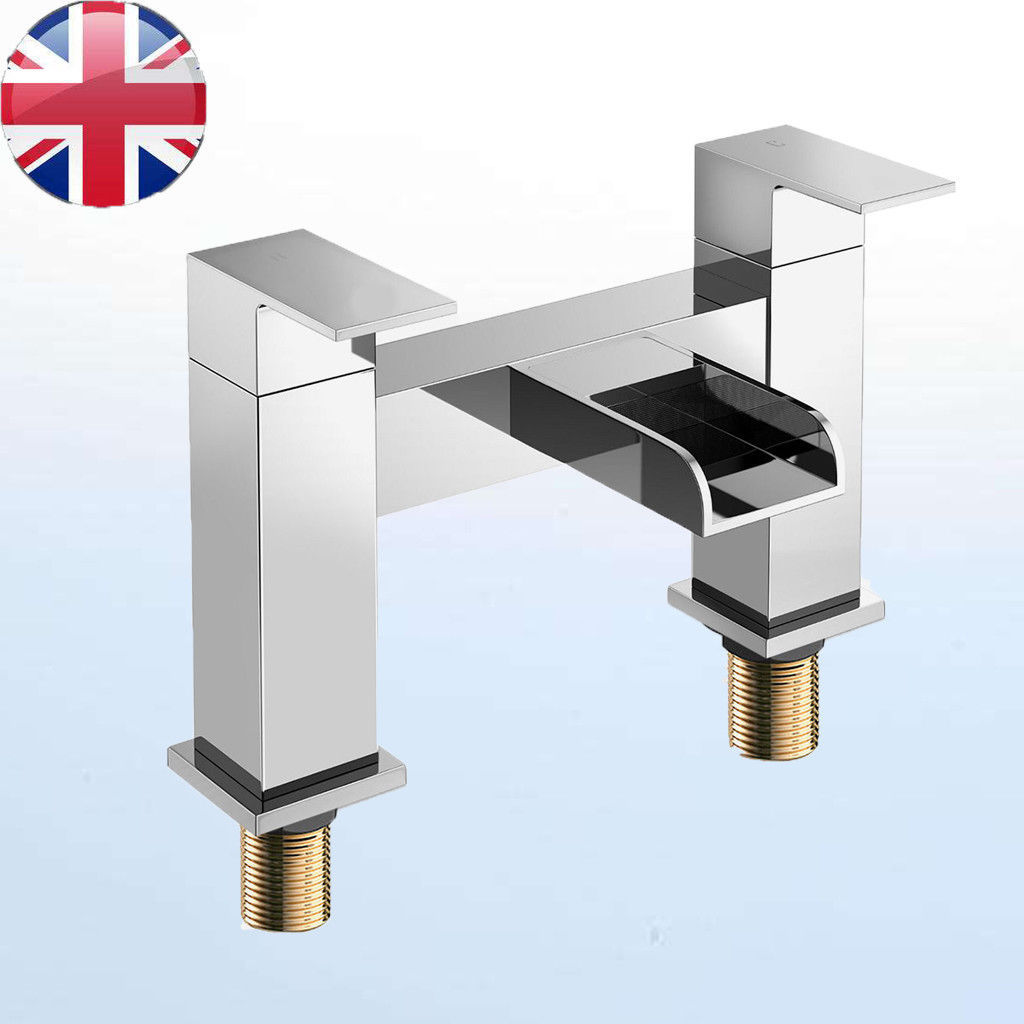Modern Bathroom Square Waterfall Tap Set Basin Mixer Bath Filler Shower ...