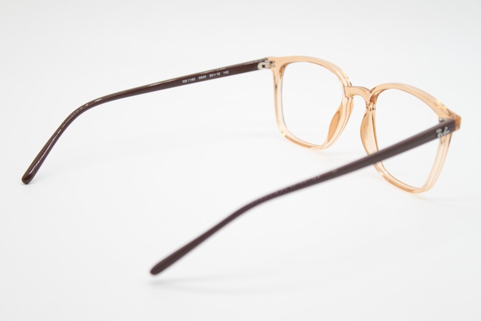 NEW RAY-BAN RB 7185 5940 TRANSPARENT BROWN AUTHENTIC EYEGLASSES 52-18 ...