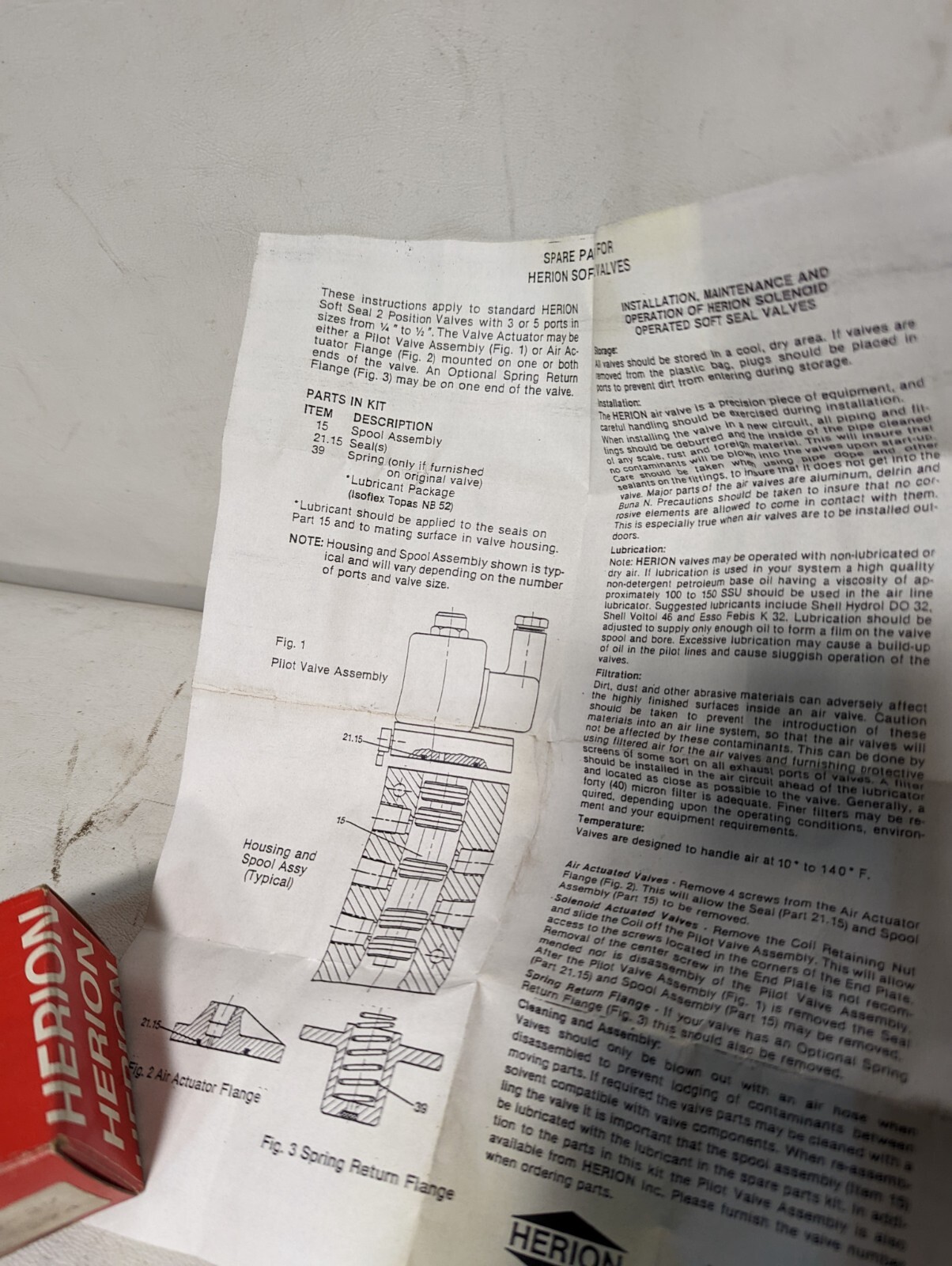 HERION 81-108-27 FLUIDTRONIK SPK SOF 5/2 1/4 DOUBLE ACT REPAIR KIT ...