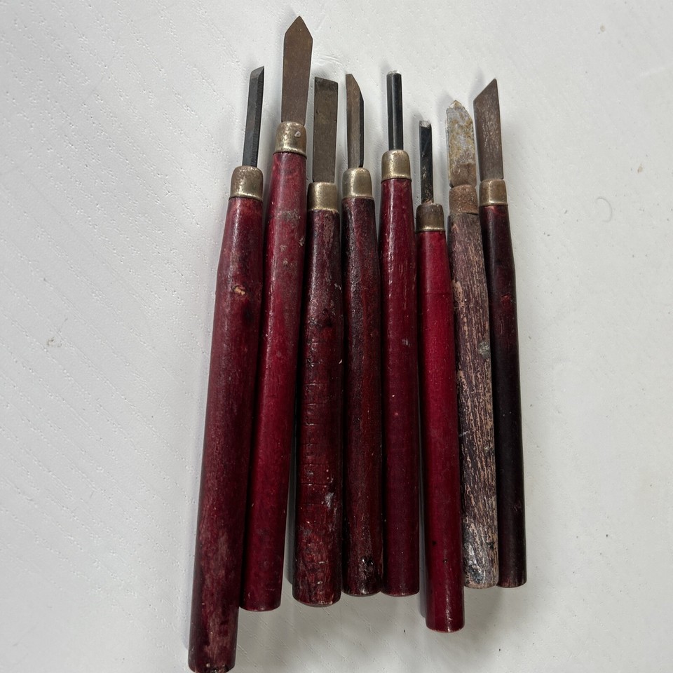 vintage wood carving tool set , Wood Handles 8 Pieces | eBay