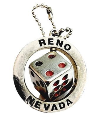 Reno Keychain Nevada Casino Town Souvenir Spinning Dice Keyring Metal ...