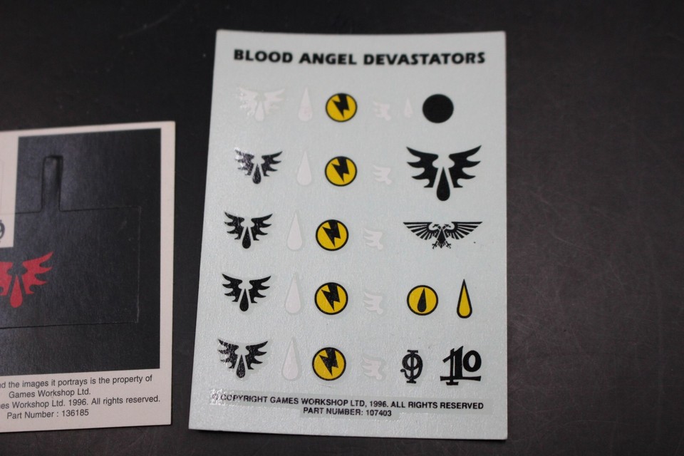 Warhammer 40k Blood Angels Devastators Transfers Stickers Banners ...