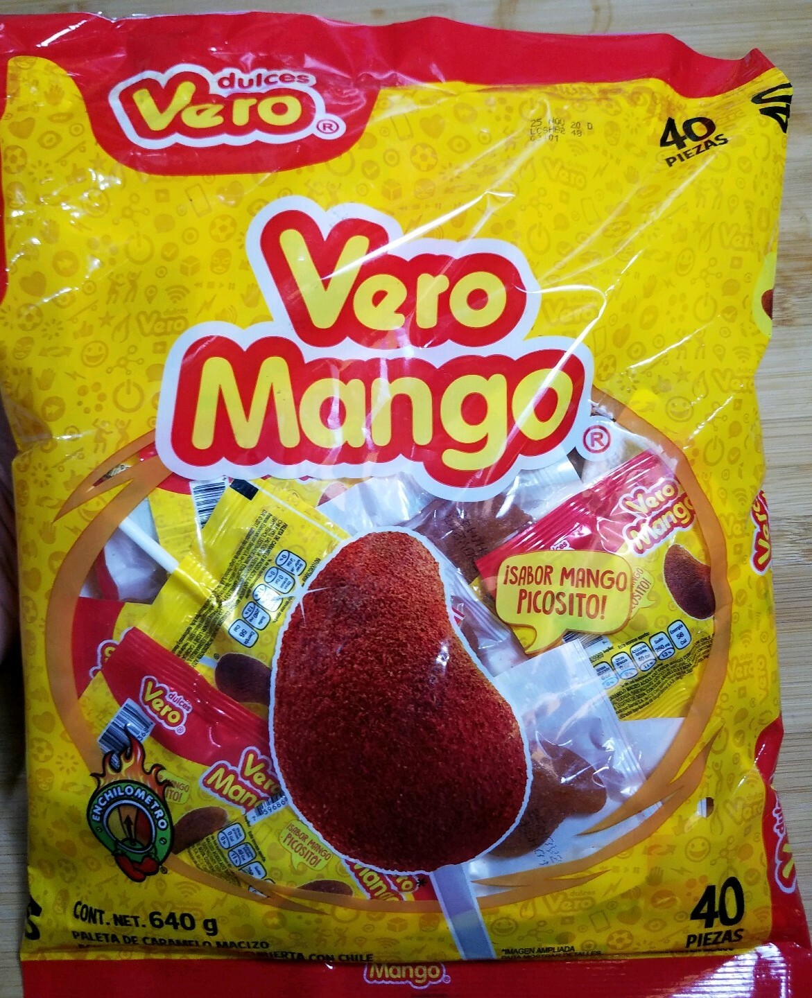VERO MANGO PALETA 40ct, 4 BAGS, Mango Chili Lollipops, Mexican Candy | eBay