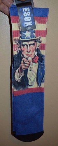 Two Sox UNCLE SAM USA America American Red White Blue Socks Size 10-13 ...