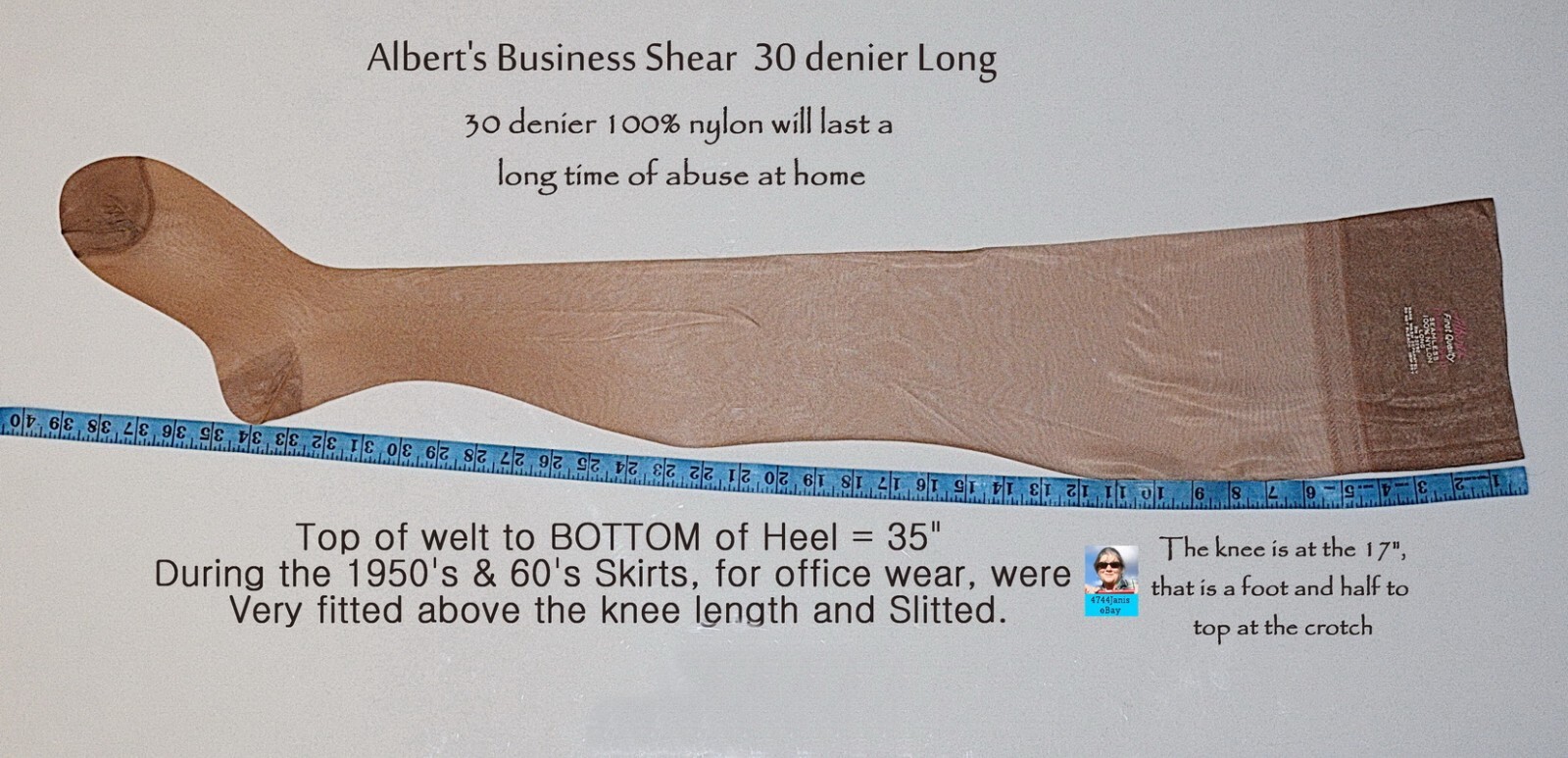 2 Pair 35" Long Albert's Business Sheer Coffee vintage 1950s RHT nylon ...