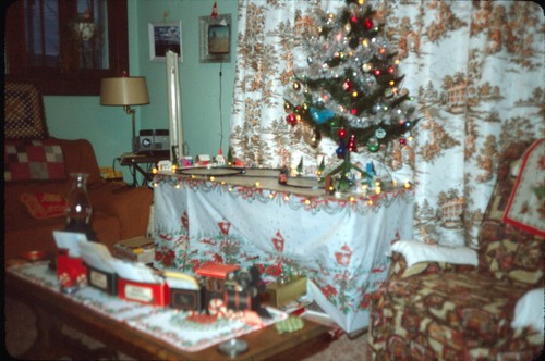 1980 Soft Focus Small Christmas Tree Train Decorations Vintage 35mm ...