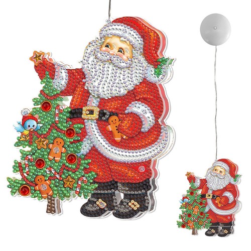 Christmas Diamond Art Hanging Lamp LED Santa Claus Ornament Christmas ...