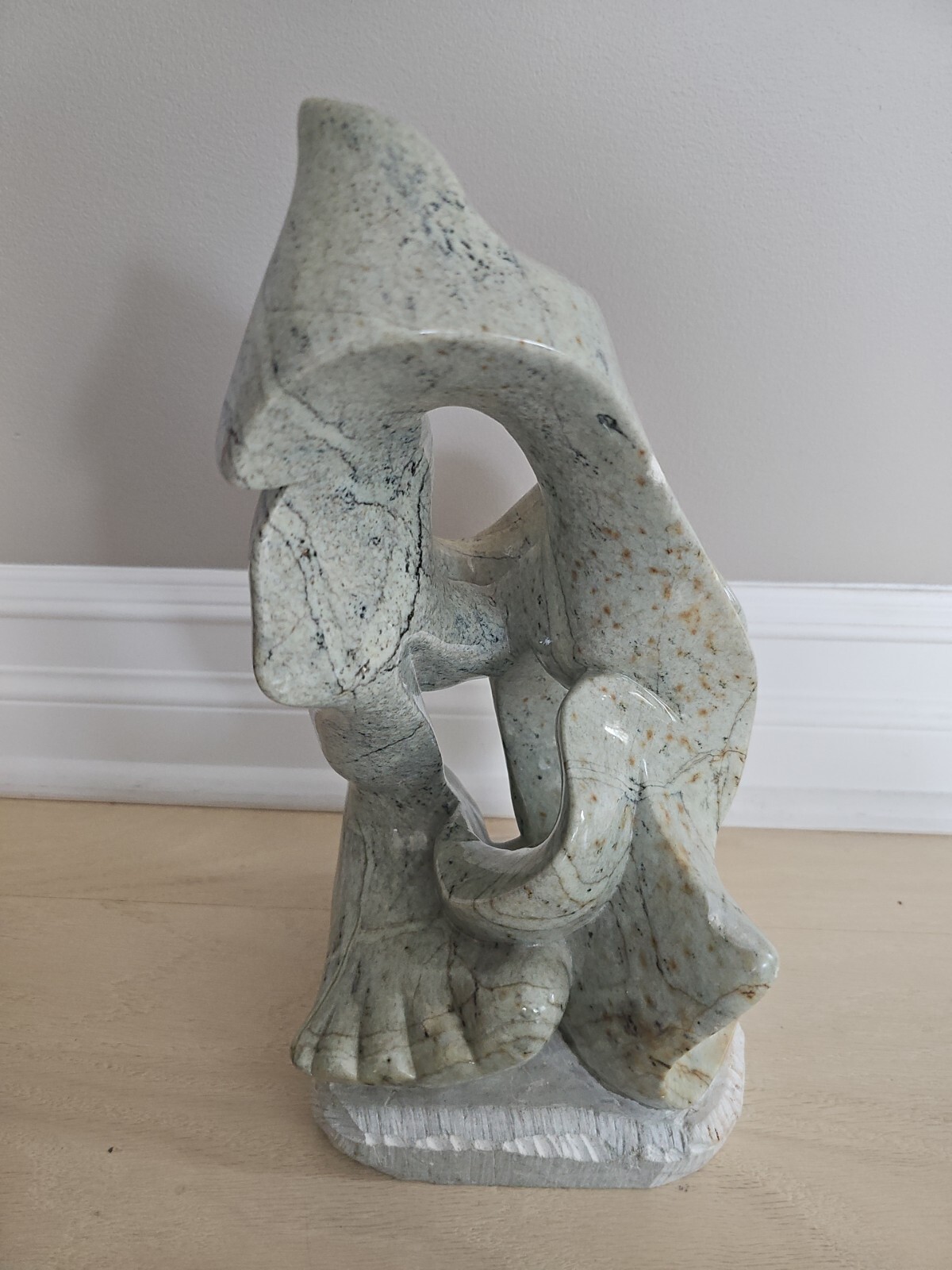 Abstract Modernist Carved Stone Art Human Sculpture 13.5" Green Heavy ...