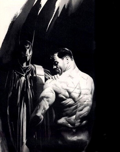 Batman Scars Batsuit Black and White DC Comics Canvas Fine Art Signed ...